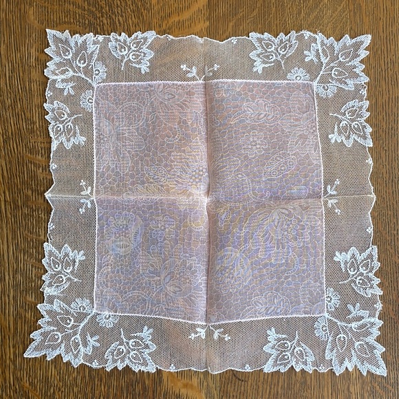 Accessories | Vintage Pale Pink Organdy Handkerchief Wsheer Floral ...